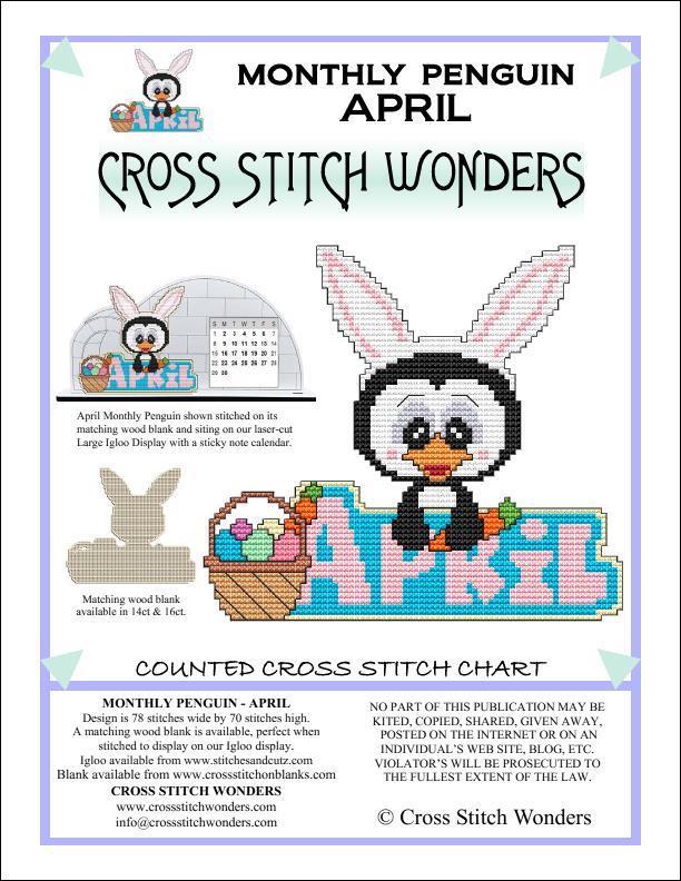 "Monthly Penguin - APRIL" | Cross Stitch Pattern
