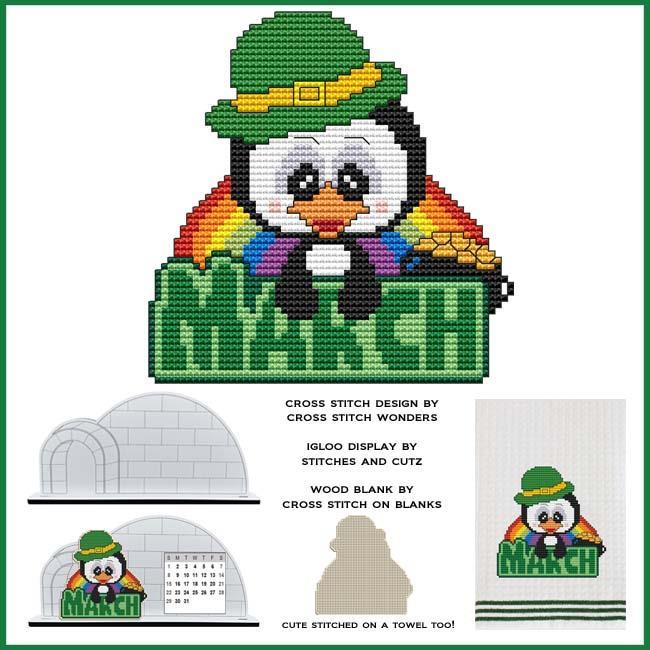 "Monthly Penguin - MARCH" | Cross Stitch Pattern