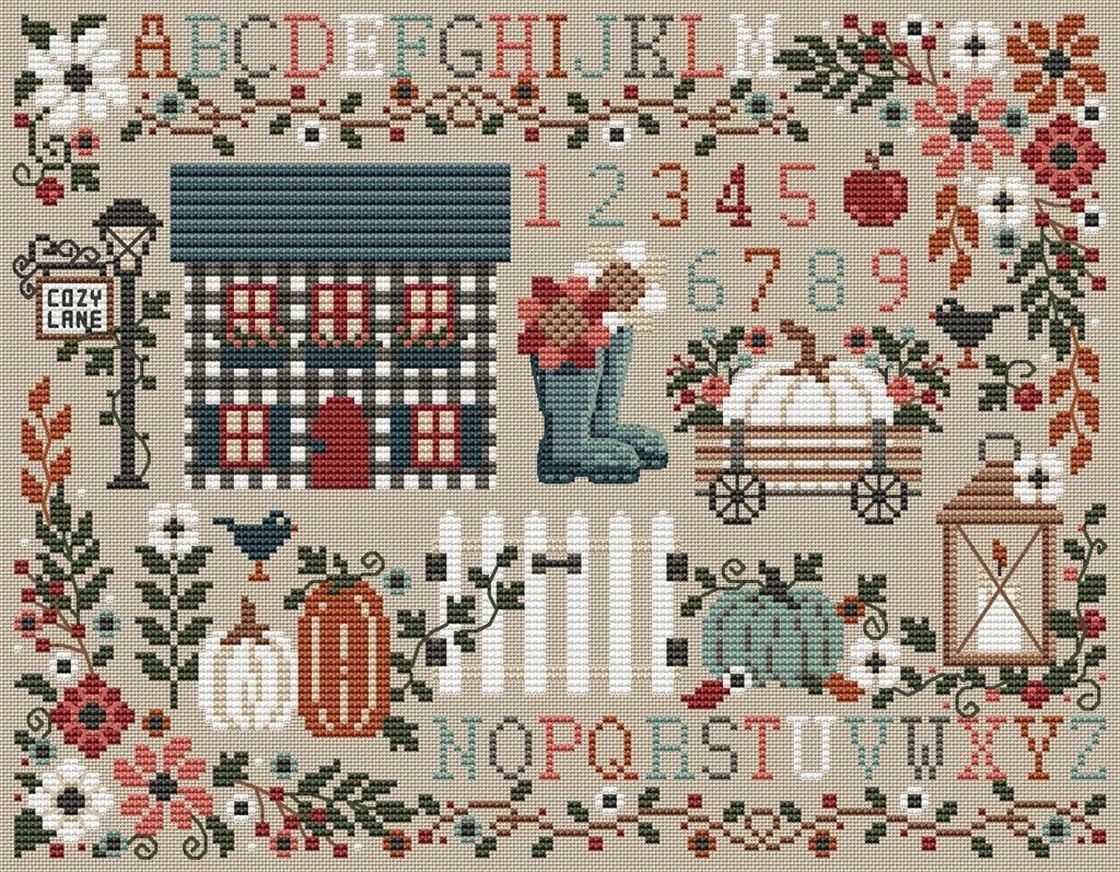 "Cozy Lane Sampler" | Cross Stitch Pattern