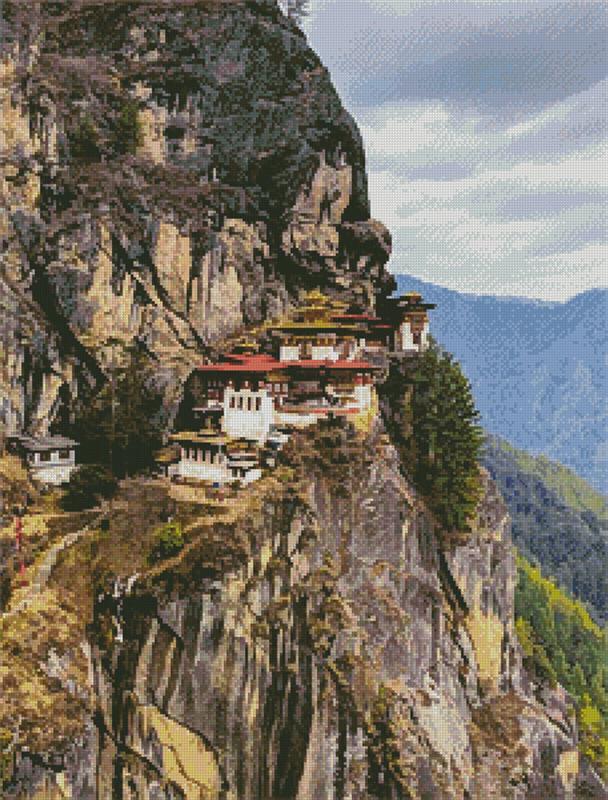 "Tiger's Nest Monastery" | Cross Stitch Pattern