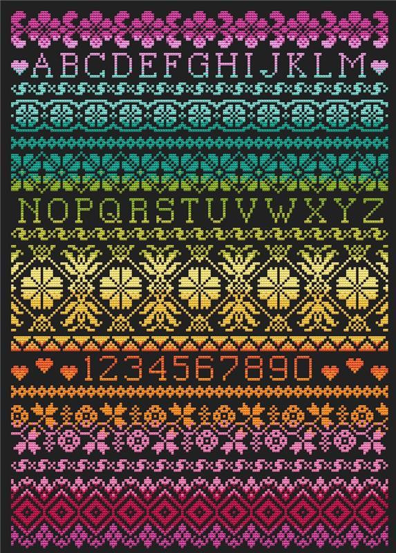 "Rainbow Band Sampler" | Cross Stitch Pattern