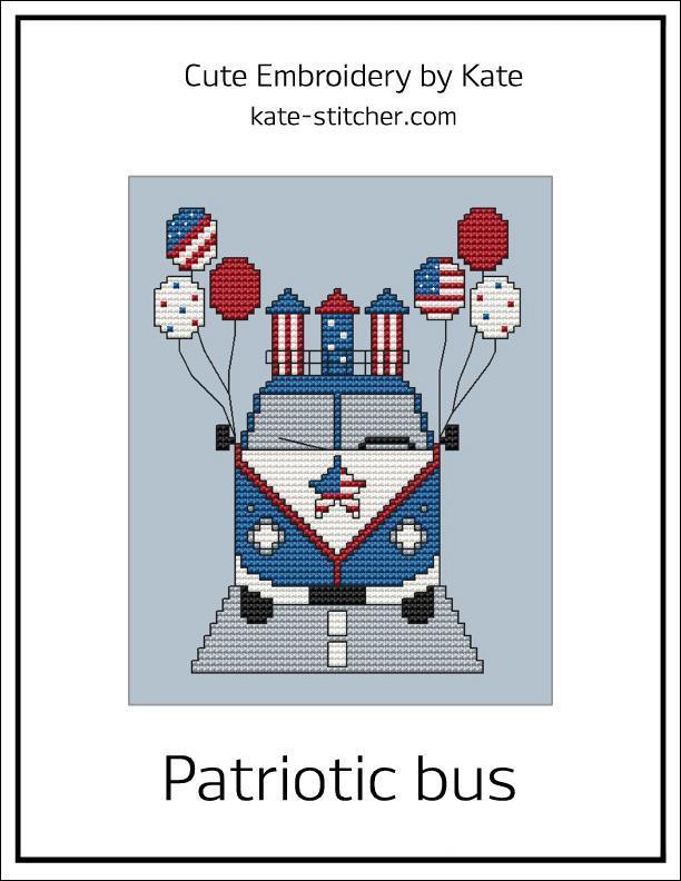 "Patriotic bus" | Cross Stitch Pattern