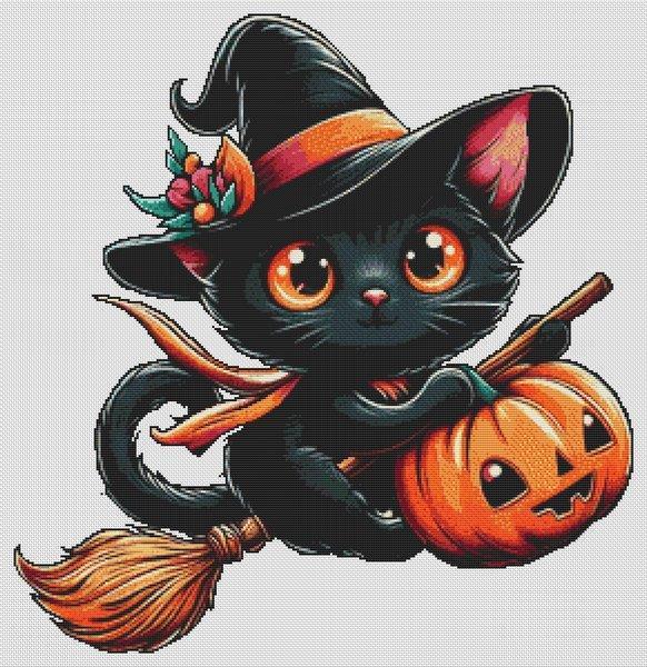 "Witch Kitty 2" | Cross Stitch Pattern