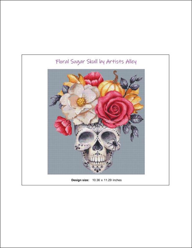 "Floral Sugar Skull" | Cross Stitch Pattern