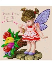 "Cute - Fairy Girl - Her Harvest of Spring" by Cross Stitch Designs Rinna