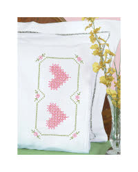 Chicken Scratch Hearts Lace Edge Pillowcases
