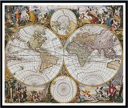 "Old World Map (Large)" | Cross Stitch Pattern