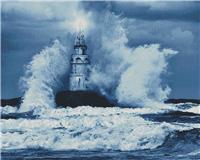 "Storm and Lighthouse Blue (Large)"