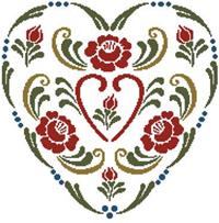 "Rosemaling Heart 3" | Cross Stitch Pattern