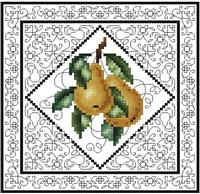 "Blackwork Fruit Pears" | Cross Stitch Pattern