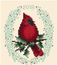 "Christmas Cardinal Ornament" | Cross Stitch Pattern