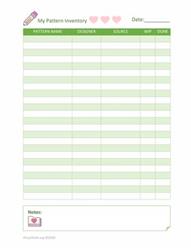 "Cross Stitch Pattern Inventory Sheet"