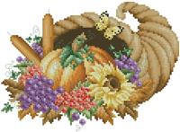 "Autumn Harvest Cornucopia" | Cross Stitch Pattern