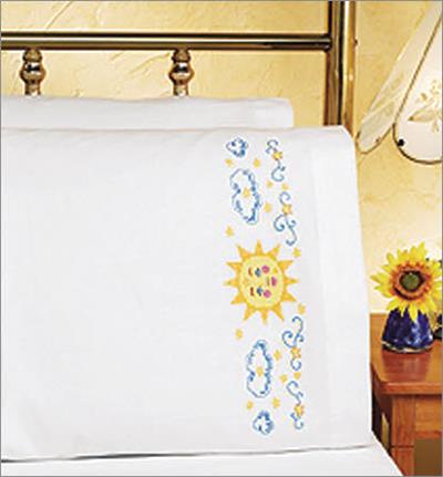 Celestial Pillowcase Stamped Kit (stamped cross stitch)