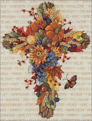 Floral Cross Fall (cross stitch kit)