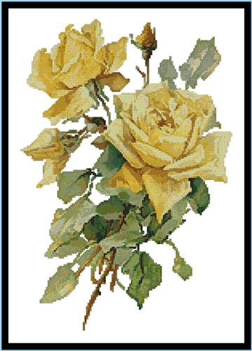 "Victorian Yellow Roses" by Artecy Cross Stitch