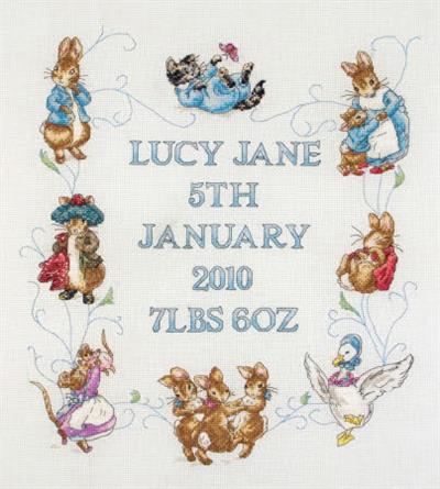 Peter And Friends Birth Sampler (cross stitch kit)