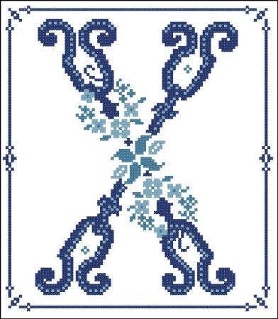 "Decorative Blue Alphabet X" by PinoyStitch