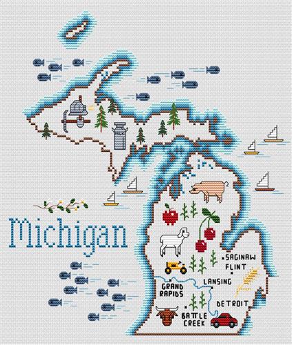 "Michigan Map" by Sue Hillis Designs