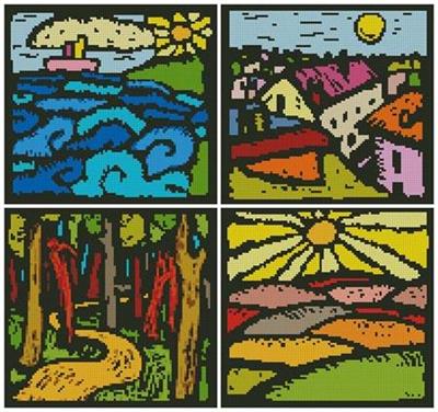 "Colourful Landscape Sampler" by Artecy Cross Stitch