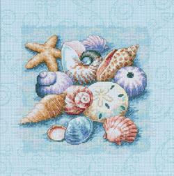 Shells on Blue (cross stitch kit)
