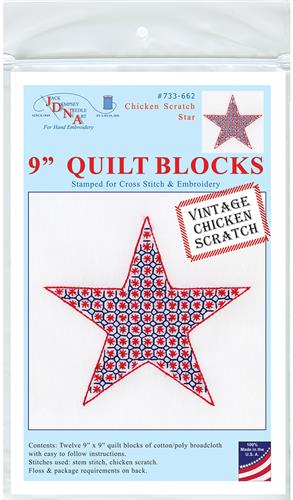 Chicken Scratch Star Quilt Blocks 9" | Cross Stitch Item