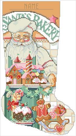 "Baker Santa Stocking" | Cross Stitch Pattern