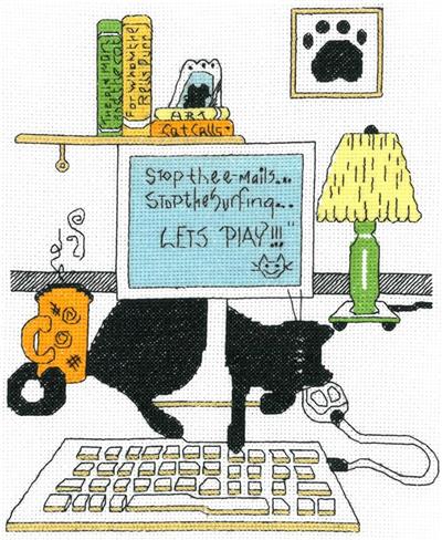 "Computer Cat - KBK" | Cross Stitch Pattern