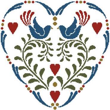 "Rosemaling Heart 1" | Cross Stitch Pattern