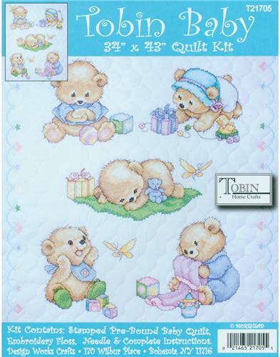 "Baby Bears Stamped Quilt Cross Stitch Kit"