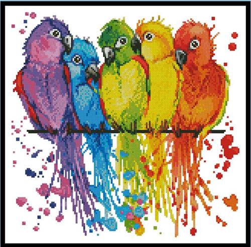 "Mini Colourful Birds" | Cross Stitch Pattern
