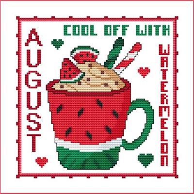 "A Year of MUGS - August" | Cross Stitch Pattern