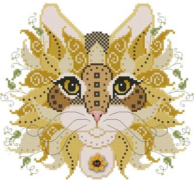 "Colorful Cats Sunflower" | Cross Stitch Pattern