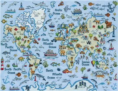 "World Map" | Cross Stitch Kit
