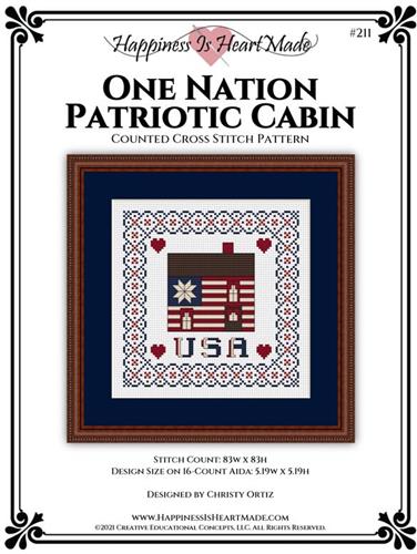 "One Nation Patriotic Cabin" | Cross Stitch Pattern