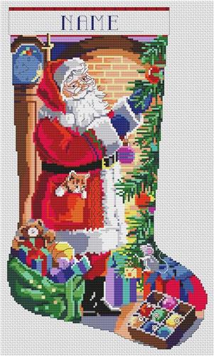 "Santa with Tree Stocking" | Cross Stitch Pattern