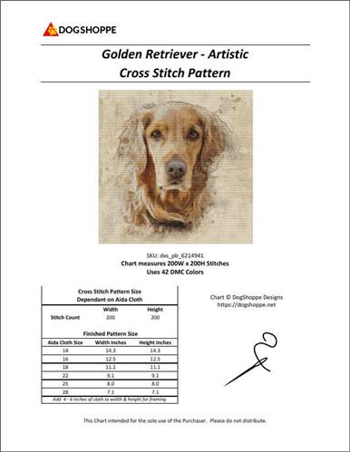 "Golden Retriever - Artistic" | Cross Stitch Pattern