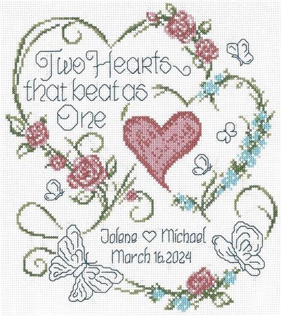 Two Hearts Wedding Cross Stitch Kit